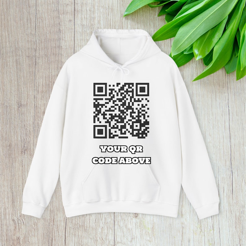 Customizable QR Code Hoodie, Custom QR Graphic Hooded Sweatshirt ...