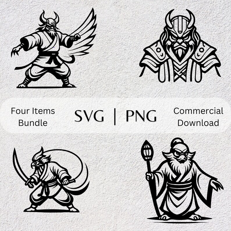 Falcon Samurai SVG PNG Collection Manga Hand Drawn Clipart Vector ...