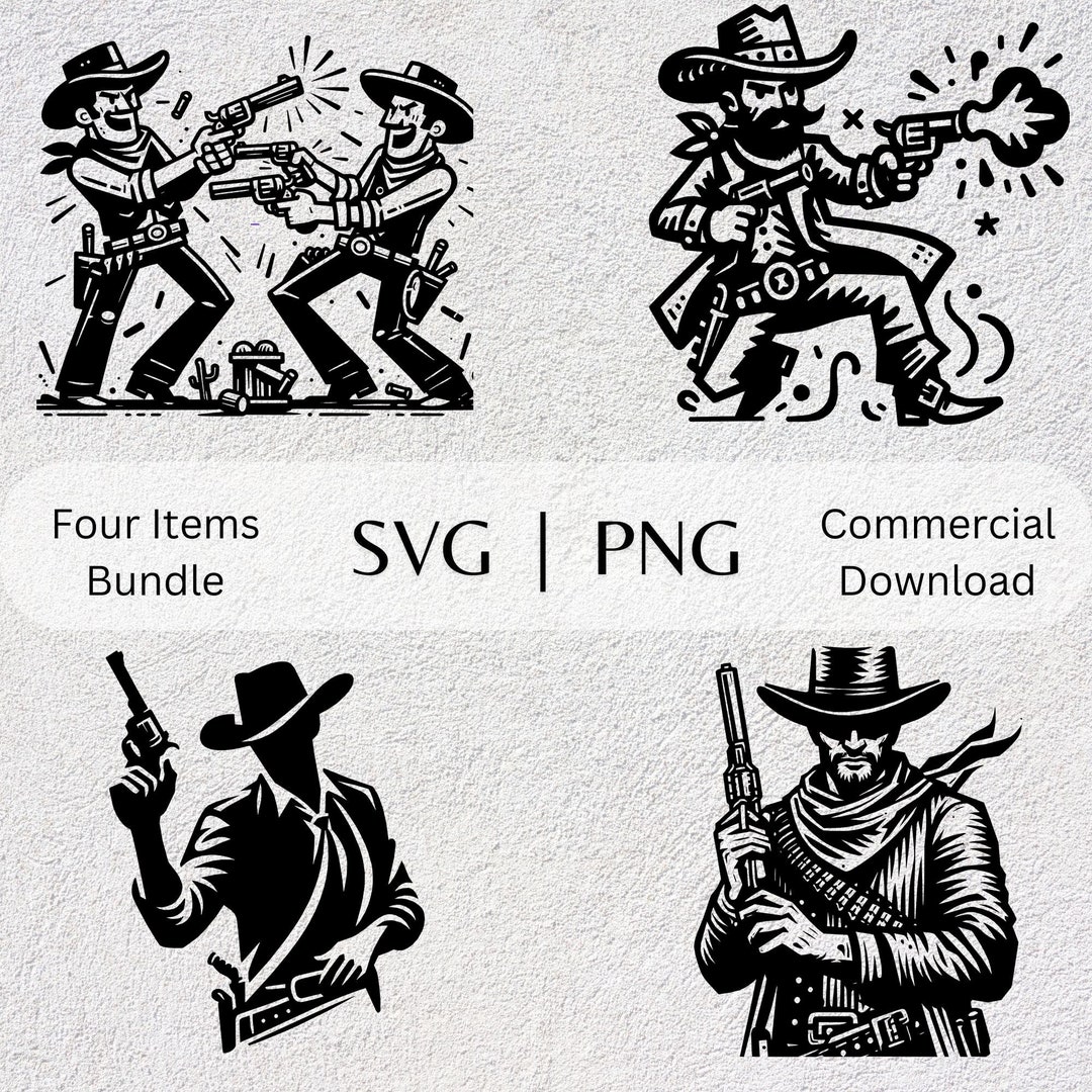 Cowboy Sherrif SVG PNG Collection Tattoo Hand Drawn Clipart Western ...