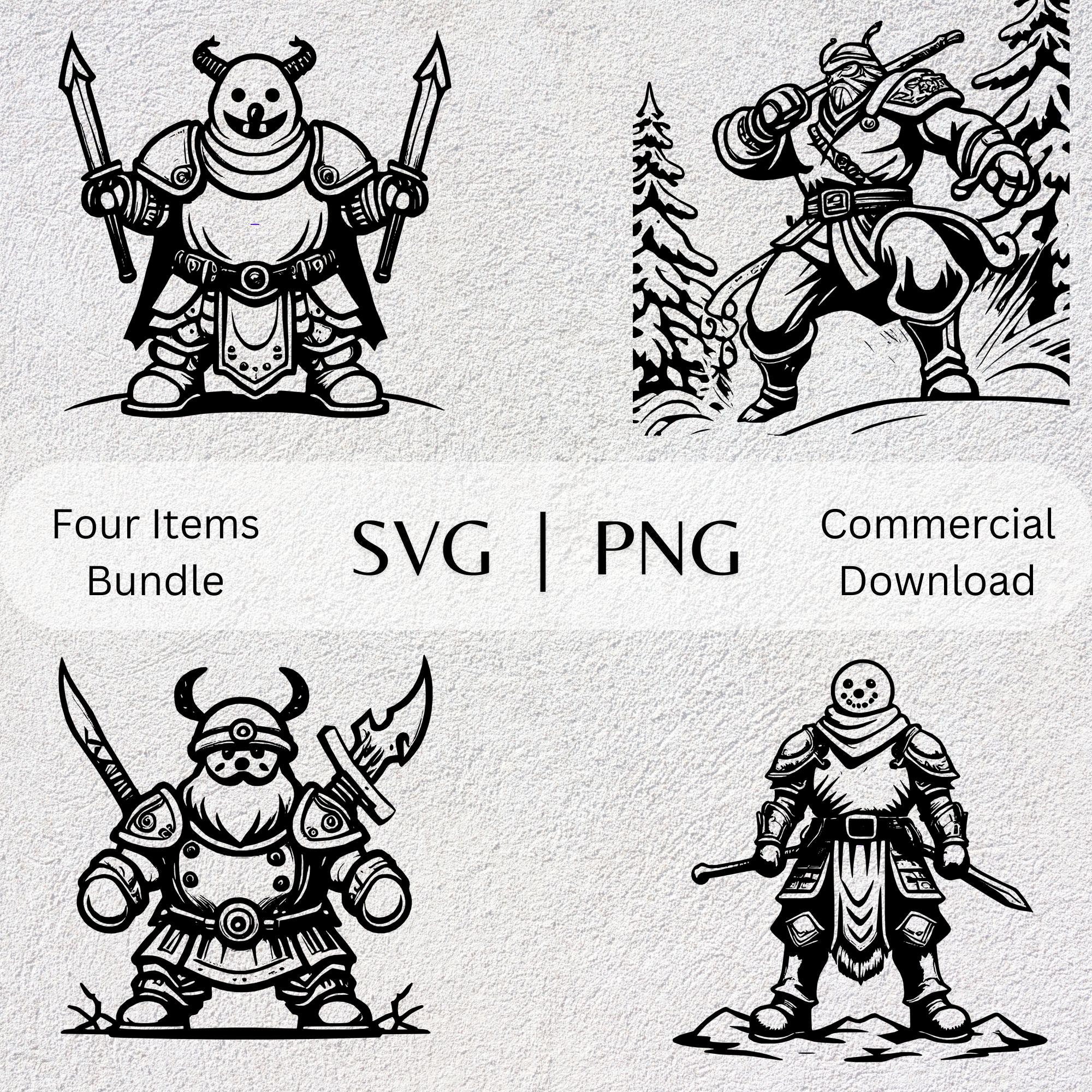 Snowman Fighter SVG PNG Collection Knight Hand Drawn Clipart Vector ...