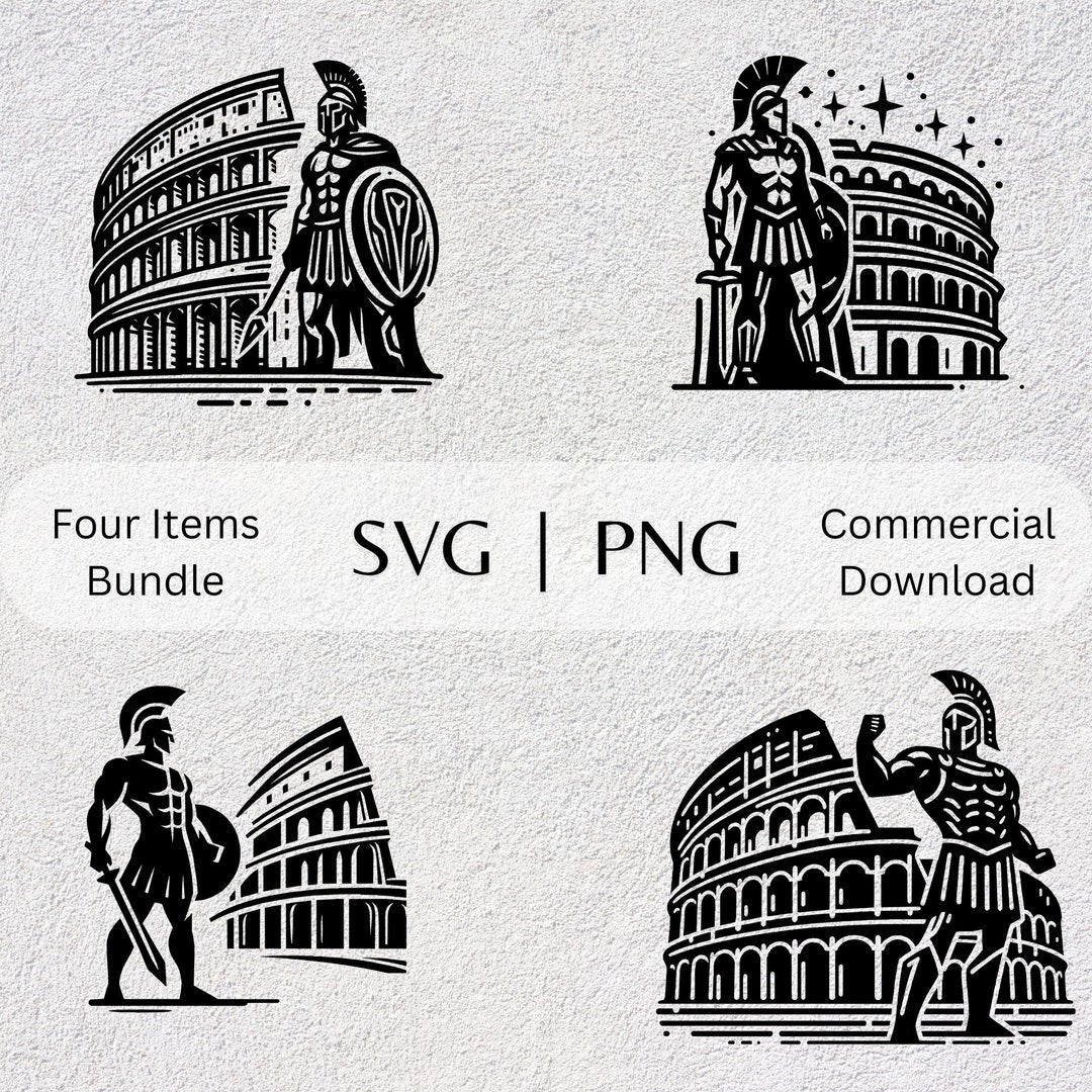 Rome Gladiator SVG Collection, PNG, History Clipart, Hand Drawn Fight ...