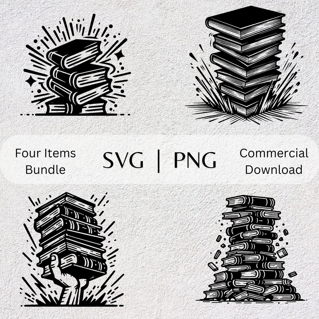 Book Stack SVG PNG Collection Student Hand Drawn Clipart Learning ...