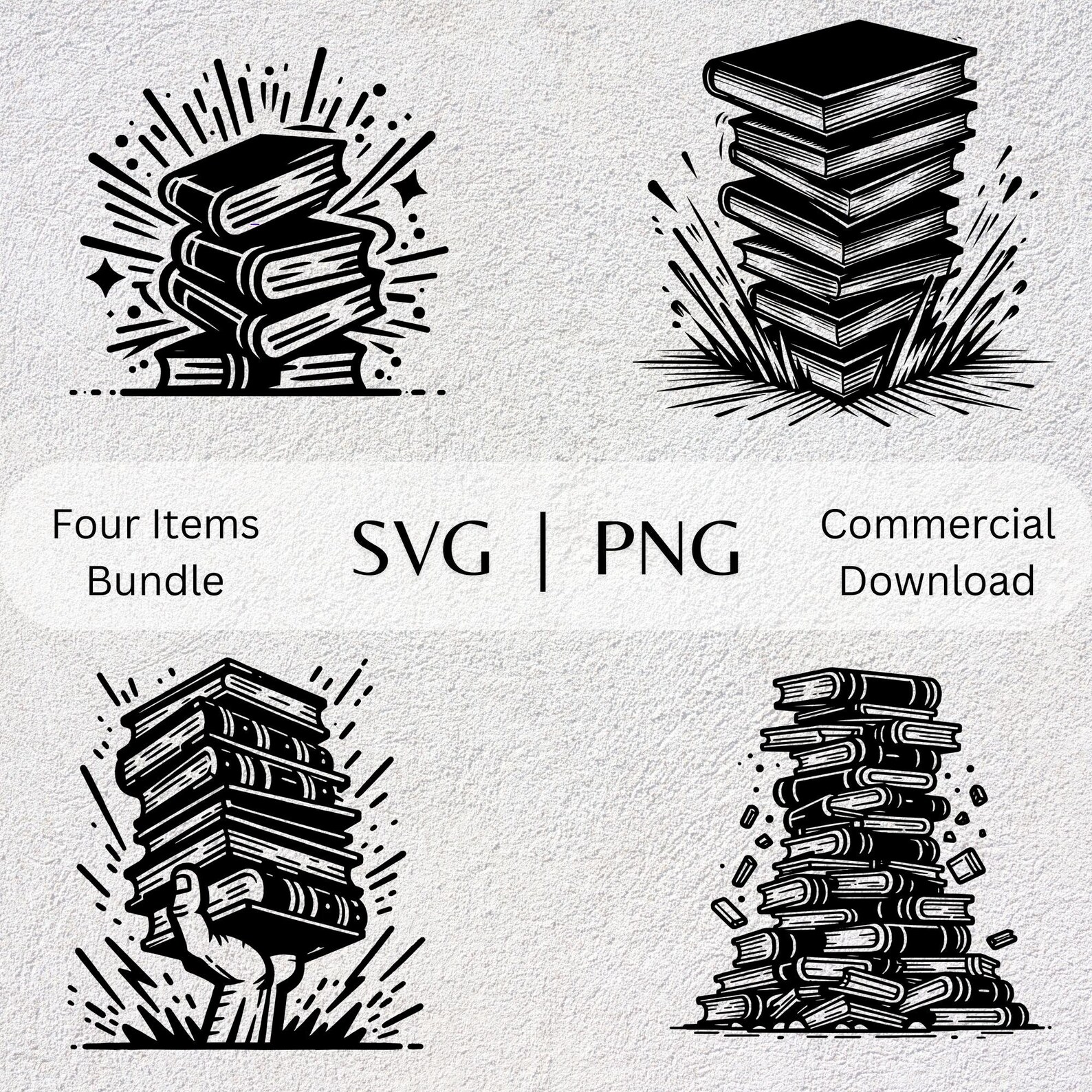 Book Stack SVG PNG Collection Student Hand Drawn Clipart Learning ...