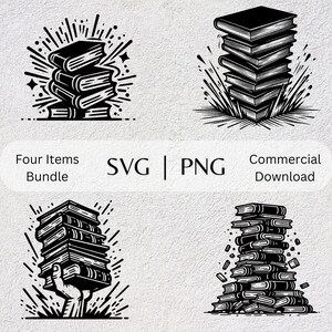 Book Stack SVG PNG Collection Student Hand Drawn Clipart Learning ...
