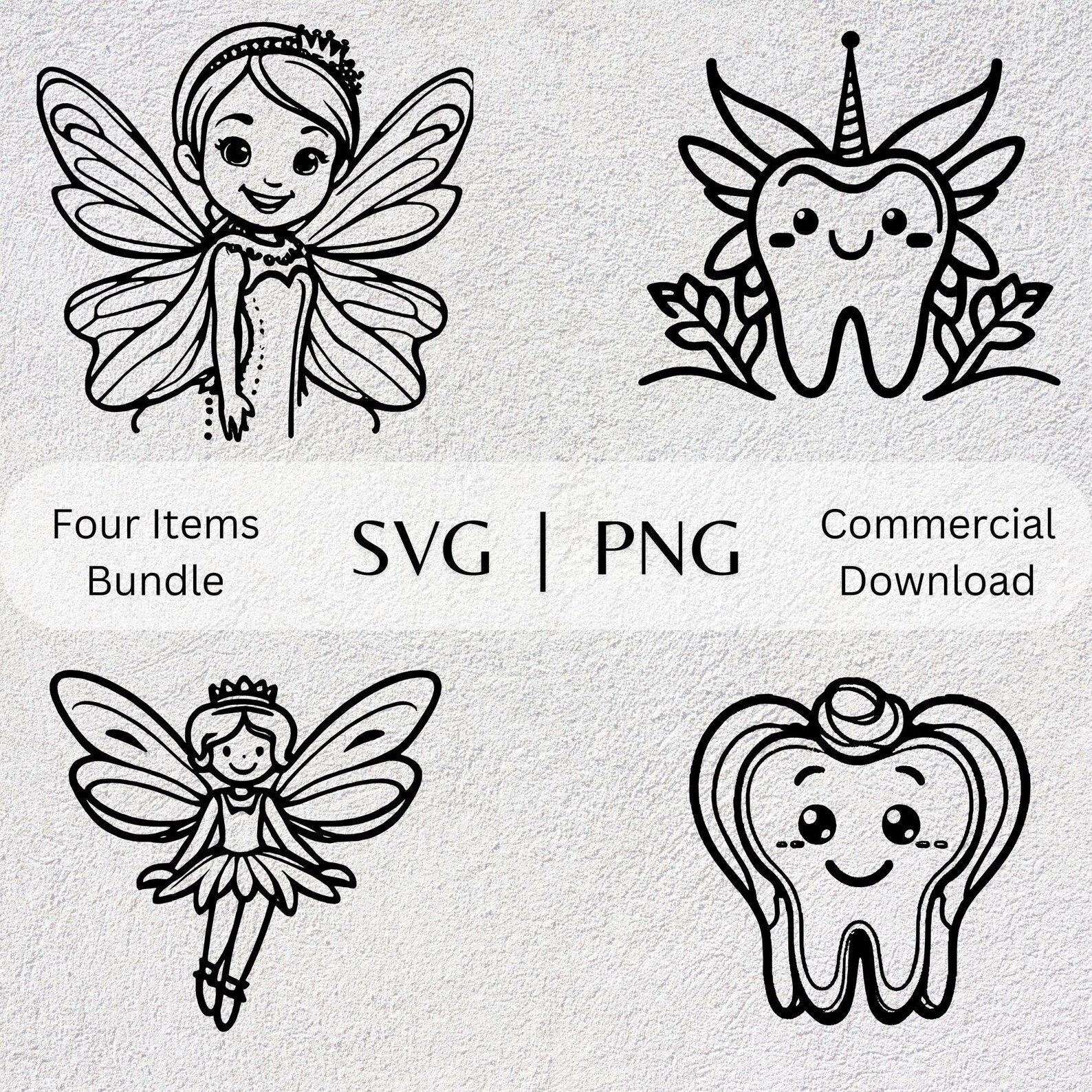 Tooth Fairy SVG PNG Collection Children Hand Drawn Clipart Dental ...
