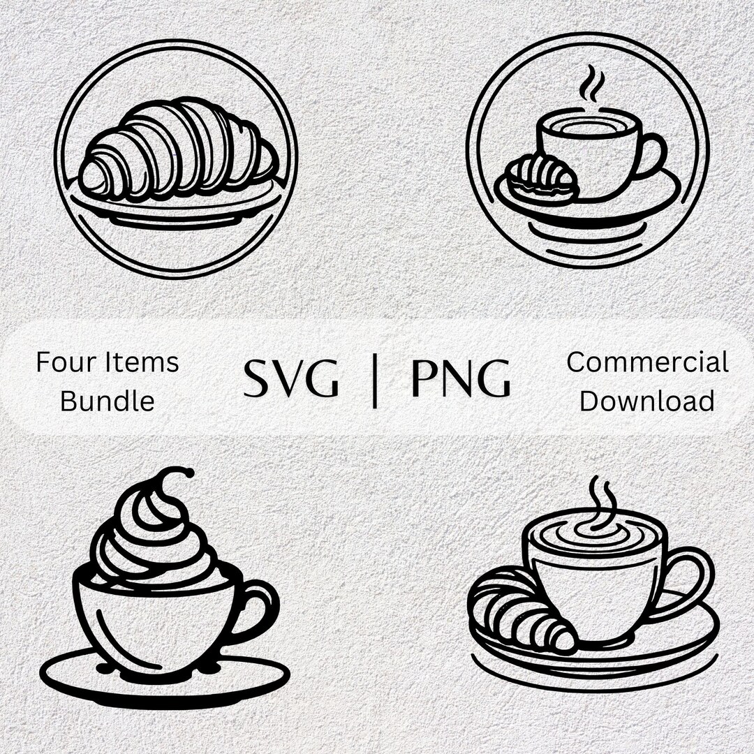 Coffee Shop SVG PNG Collection Mug Hand Drawn Clipart Pastry Themed ...