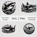 Shark SVG PNG Collection Ocean Hand Drawn Clipart Sea Themed Vector ...