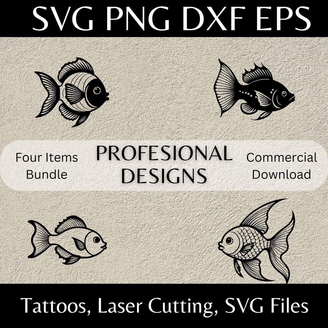 Fish SVG Pack Fish PNG Files Cute Fish Clipart, Unique Sea Art Fish Dxf ...