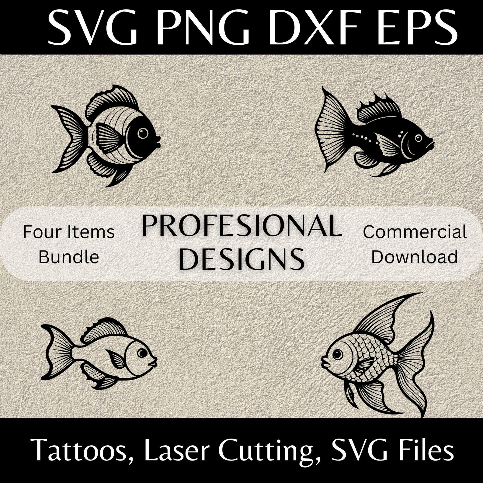 Fish SVG Pack Fish PNG Files Cute Fish Clipart, Unique Sea Art Fish Dxf ...