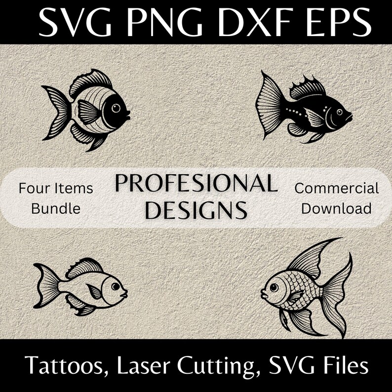 Fish SVG Pack Fish PNG Files Cute Fish Clipart, Unique Sea Art Fish Dxf ...