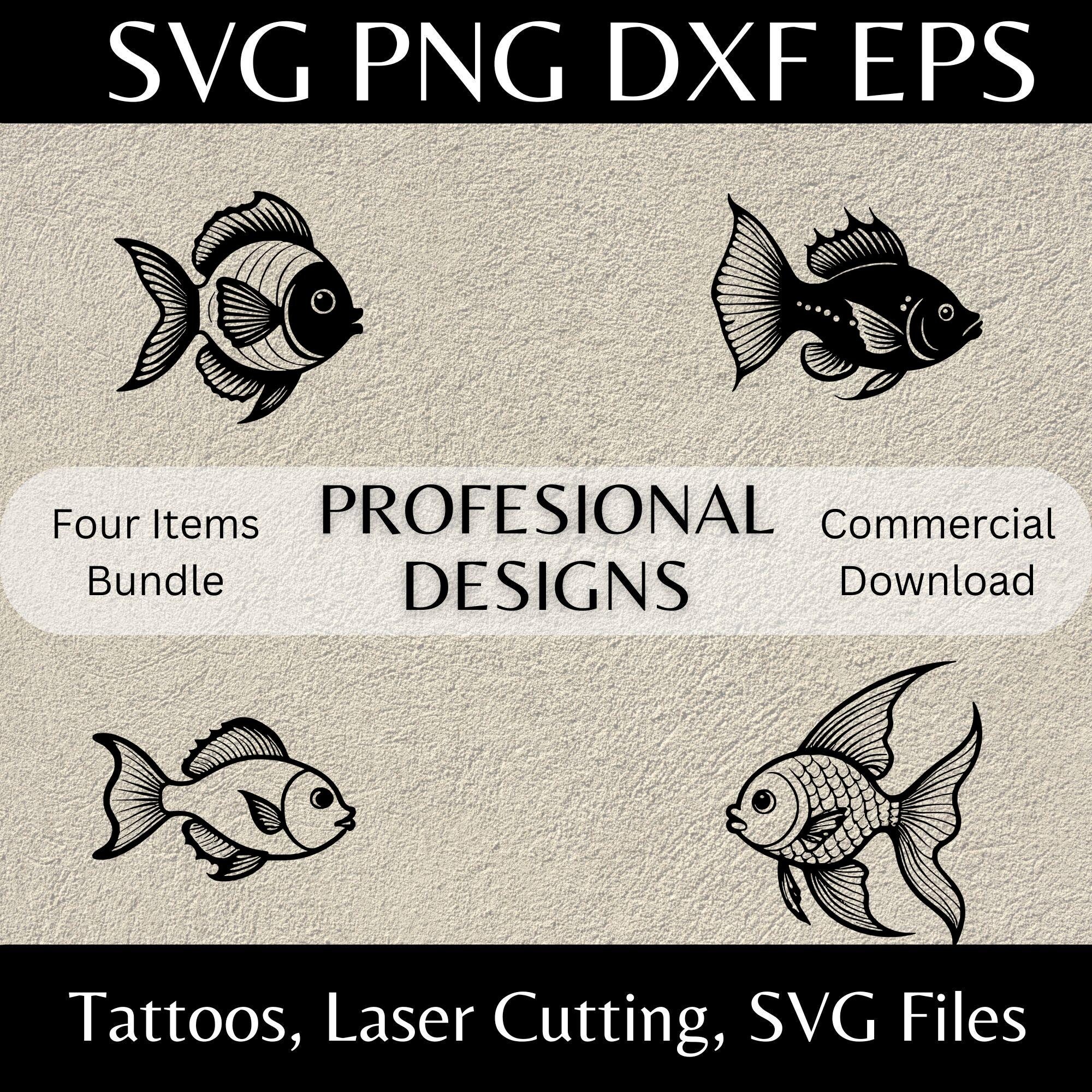 Fish SVG Pack Fish PNG Files Cute Fish Clipart, Unique Sea Art Fish Dxf ...