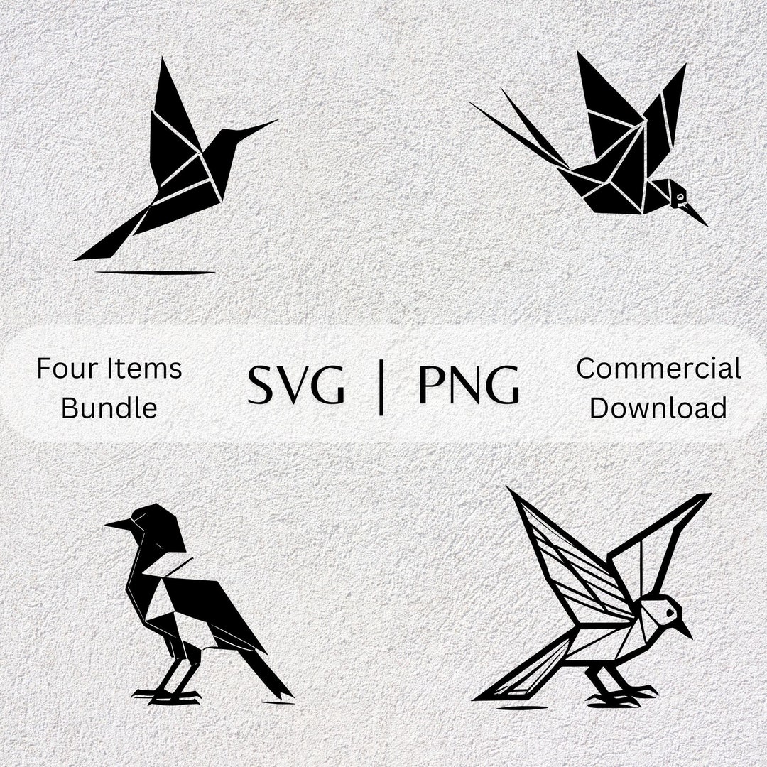Paper Bird SVG PNG Collection Origami Hand Drawn Clipart Japanese ...