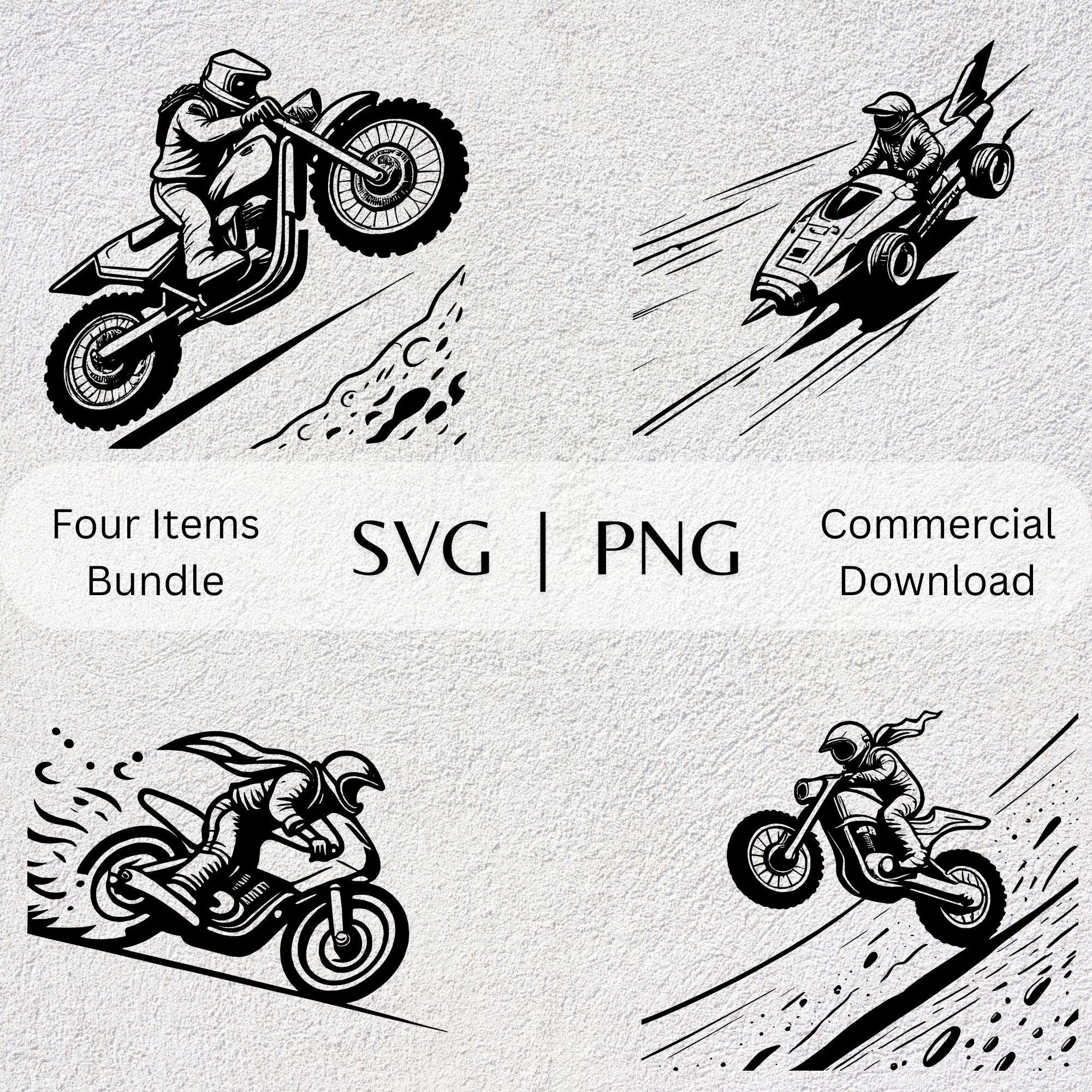 Daredevil Motorcycle SVG PNG Collection Stunts Hand Drawn Clipart ...