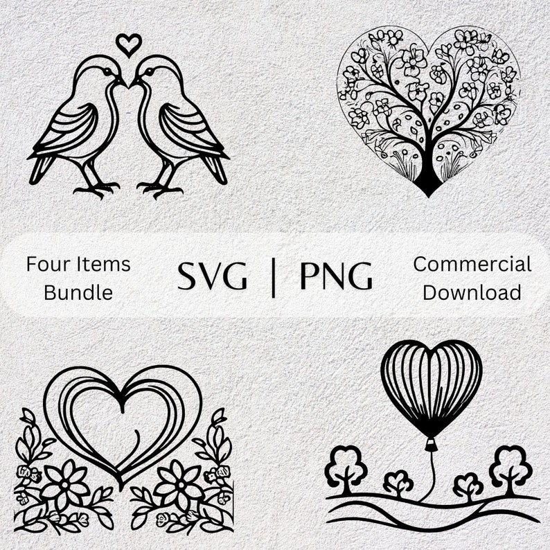 Romantic Couple SVG PNG Collection Love Hand Drawn Clipart Vector ...