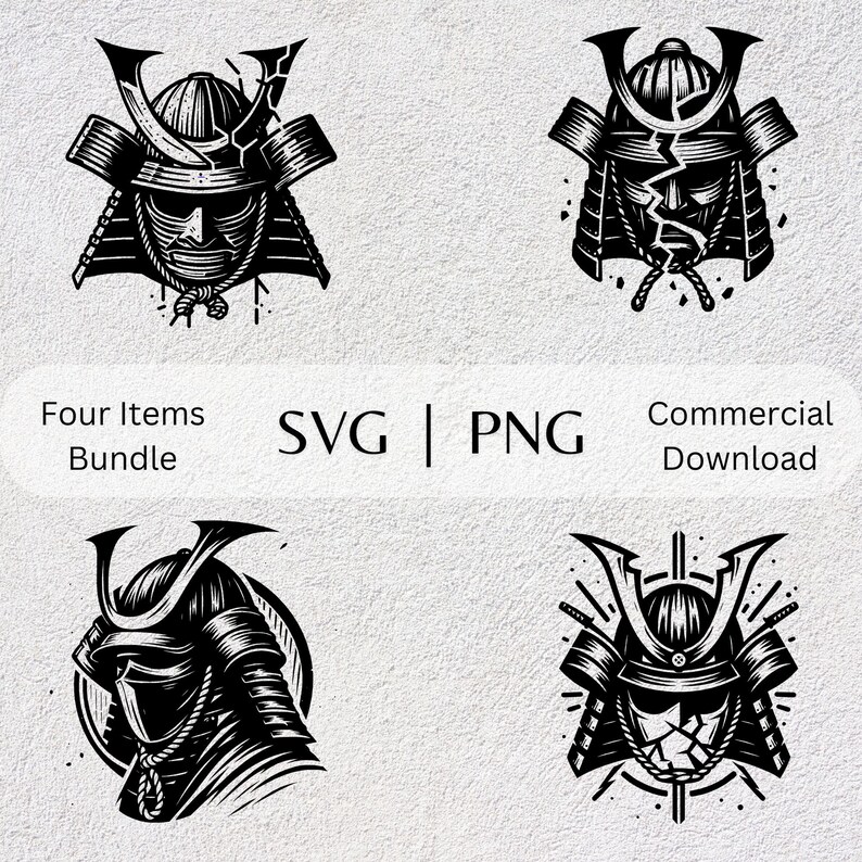 Cracked Samurai SVG PNG Collection Warrior Hand Drawn Clipart ...