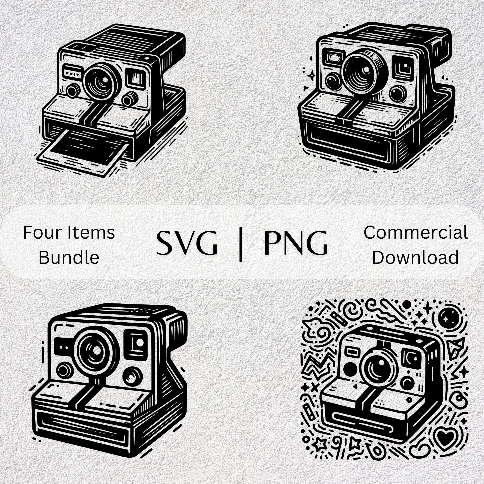 Polaroid Camera SVG PNG Collection Vintage Hand Drawn Clipart Photogry ...