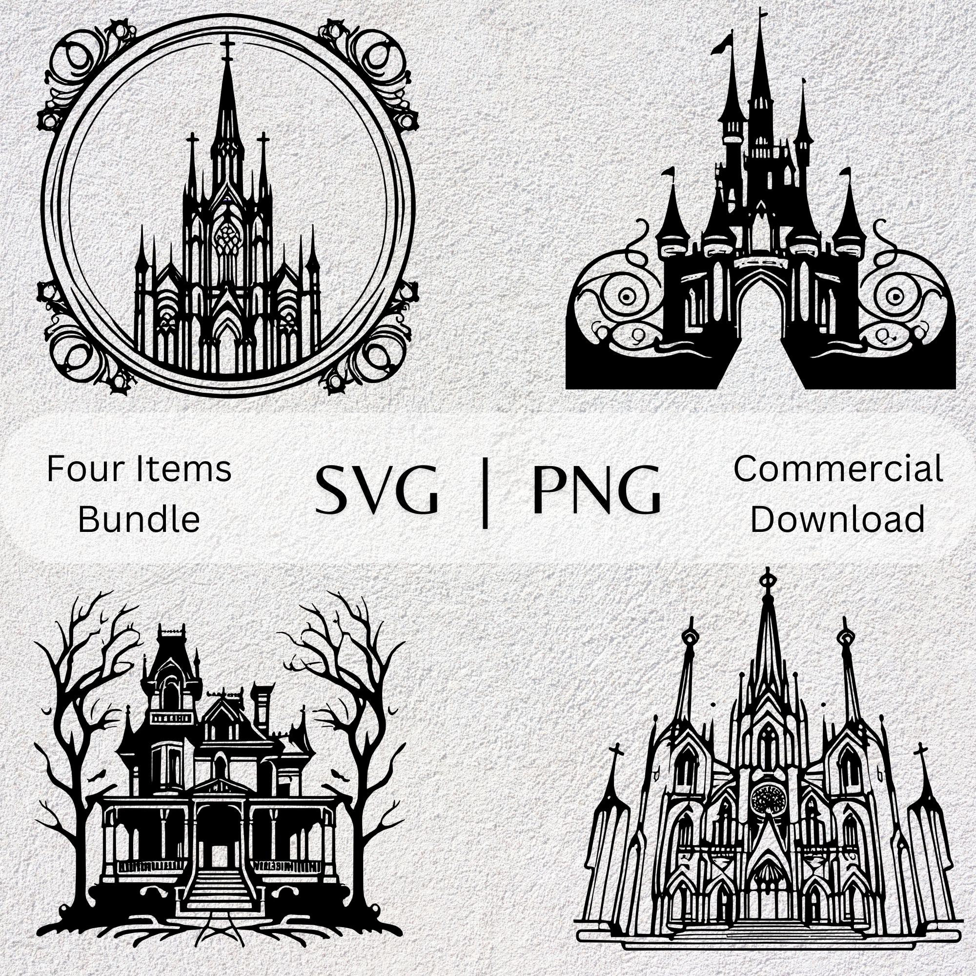 Gothic Castle SVG PNG Collection Church Hand Drawn Clipart Vector ...