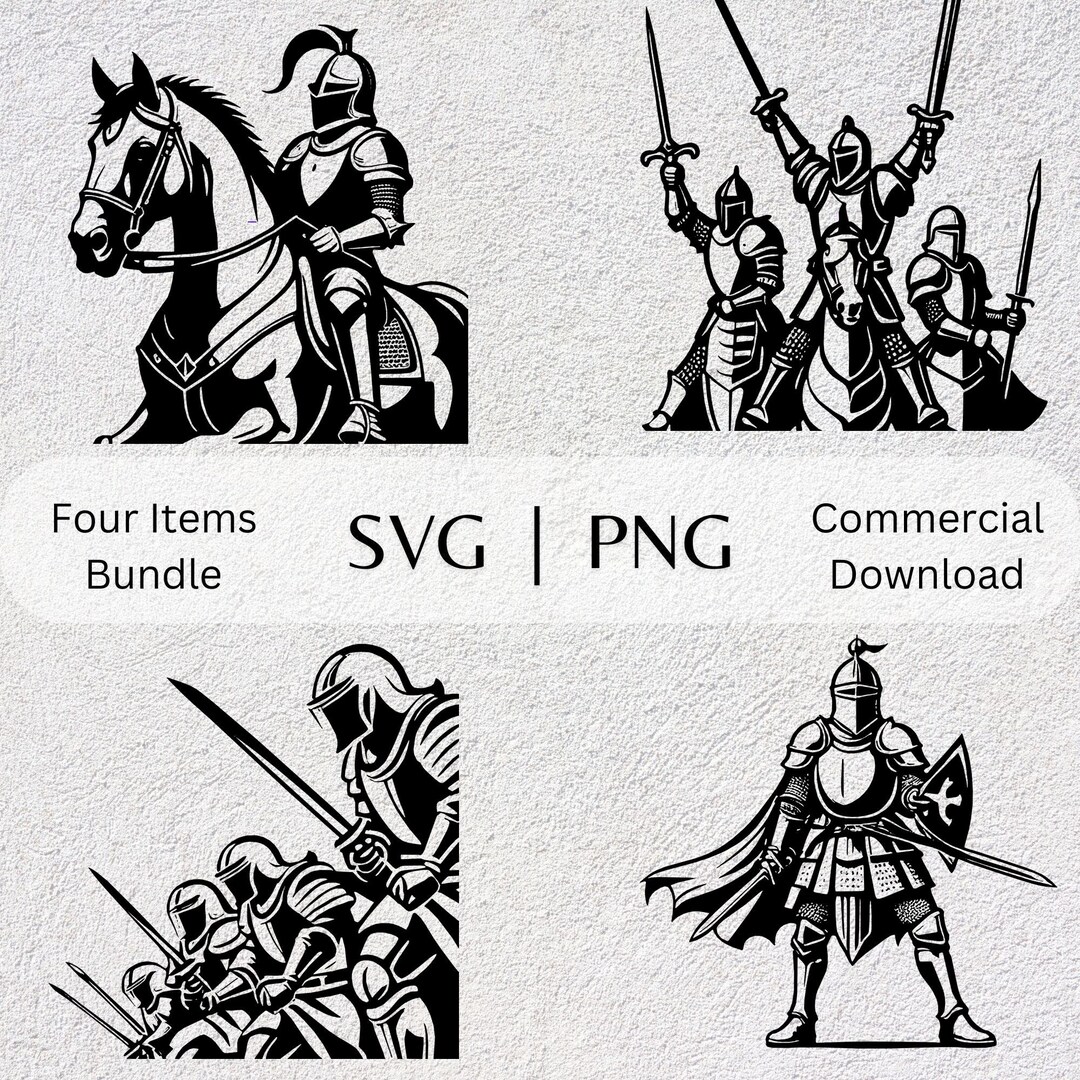 Armored Knights Theme Medieval War SVG PNG Collection None Hand Drawn ...