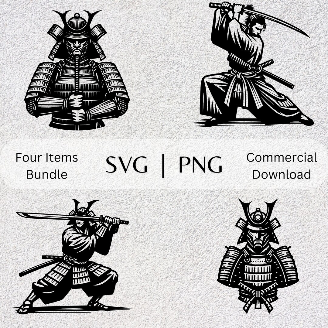 Samurai Warrior SVG Collection, PNG, Legendary Clipart, Hand Drawn ...