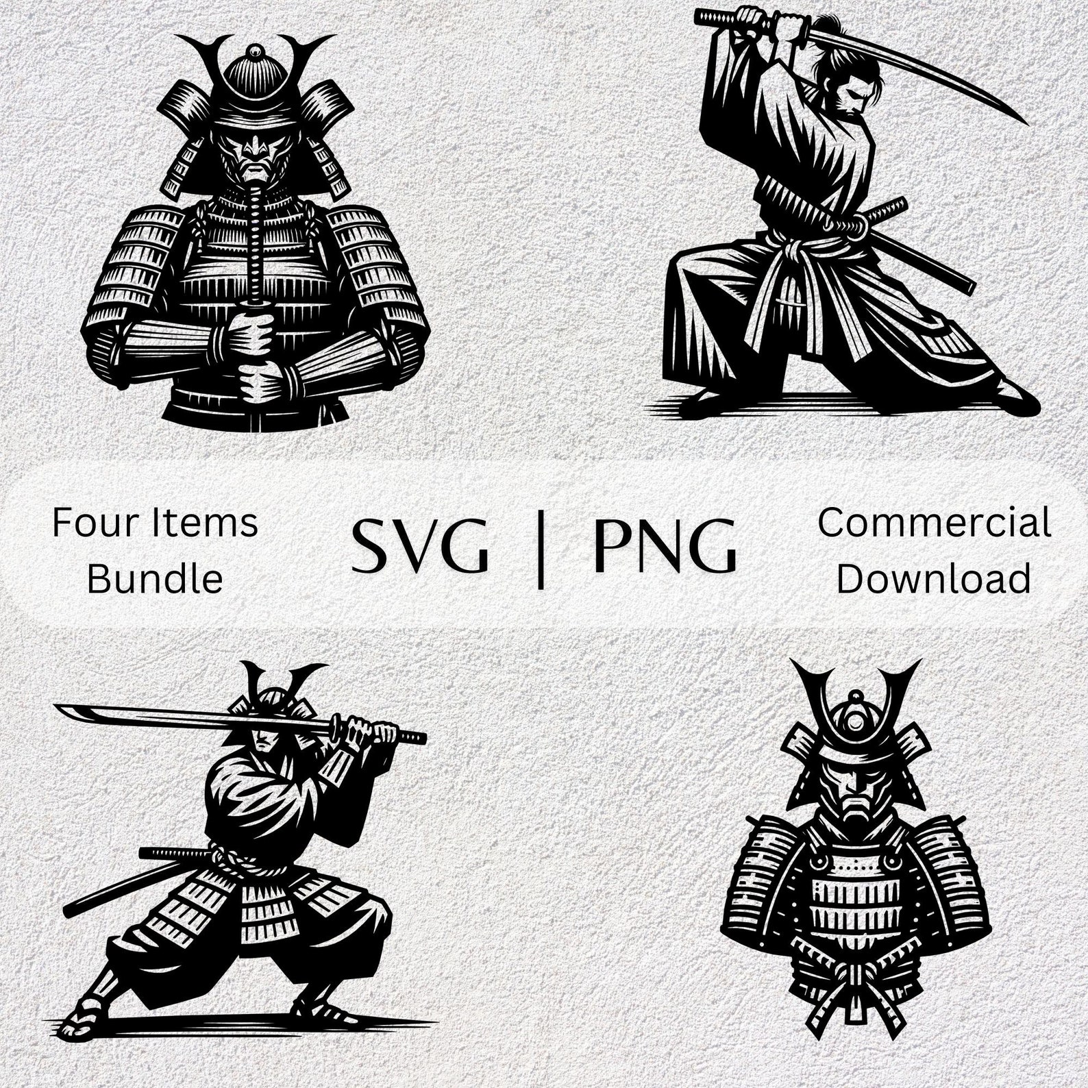 Samurai Warrior SVG Collection, PNG, Legendary Clipart, Hand Drawn ...