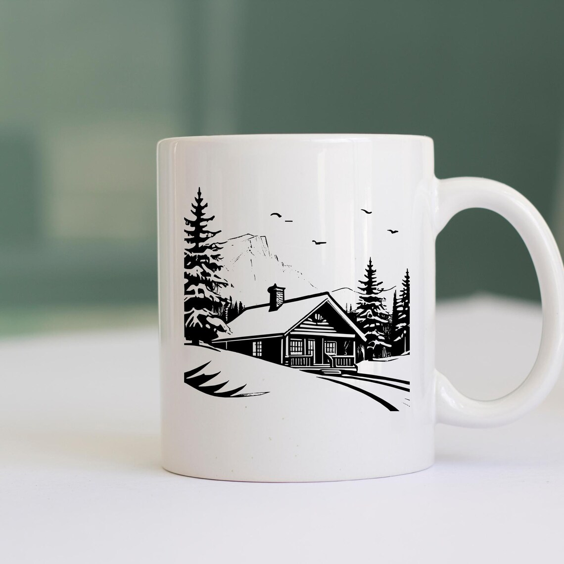 Snow Cabin SVG PNG Collection Scenic Hand Drawn Clipart Cozy Themed ...