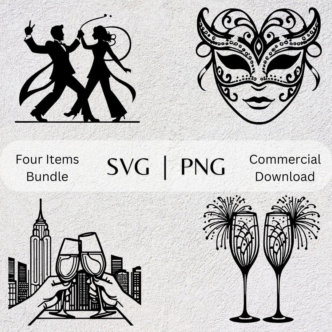 Party Celebration SVG PNG Collection New Year Hand Drawn Clipart Vector ...