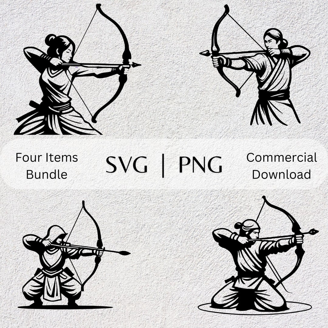 Archer SVG PNG Collection Warrior Hand Drawn Clipart Samurai Themed ...
