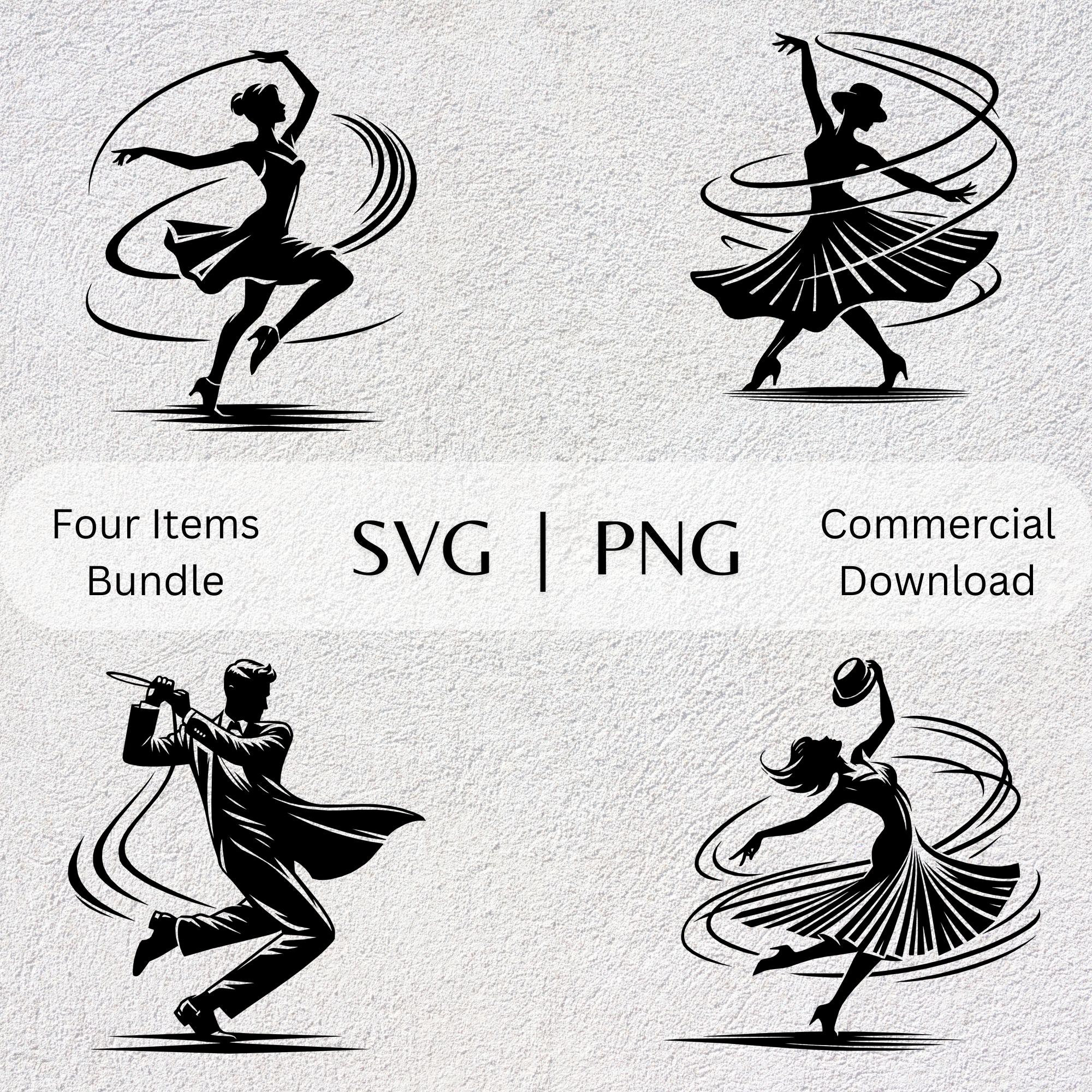 Swing Dance SVG PNG Collection Party Hand Drawn Clipart Dancing Themed ...