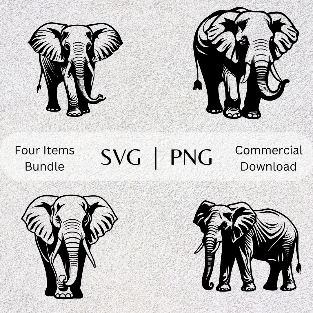 Elephant Marching SVG PNG Collection Wildlife Hand Drawn Clipart Vector ...