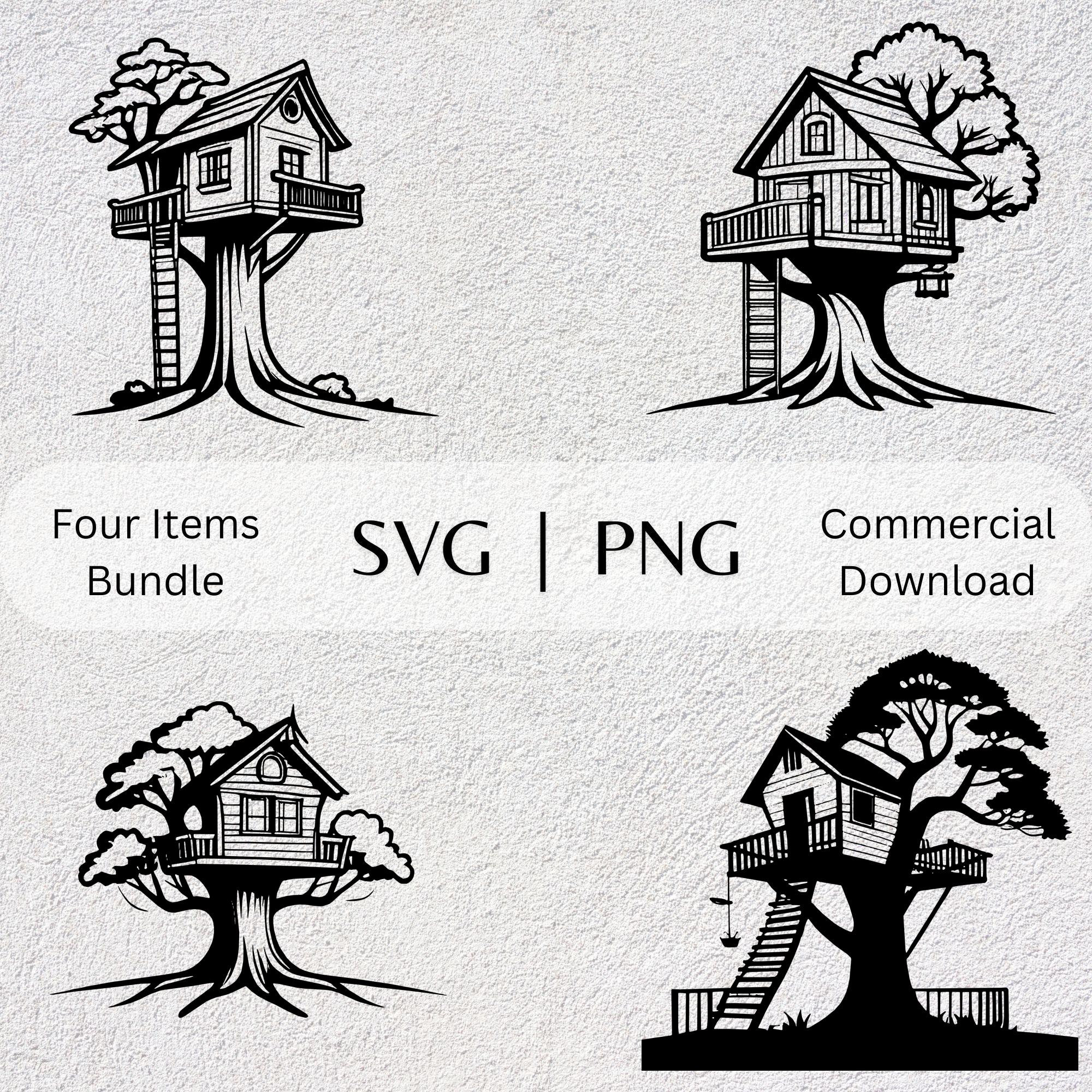 Tree House SVG PNG Collection Playful Hand Drawn Clipart Children ...
