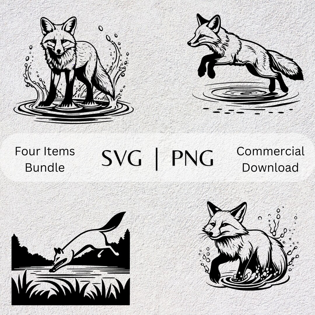Lake Fox SVG PNG Collection Nature Hand Drawn Clipart Wilderness Themed ...