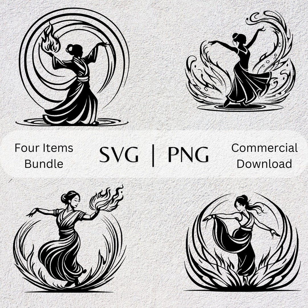 Elemental Dance SVG PNG Collection Fire Hand Drawn Clipart Vector ...