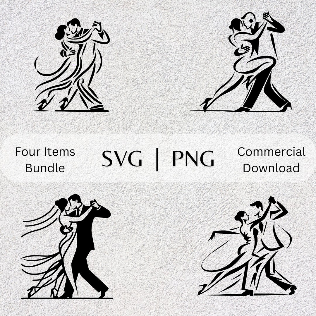 Tango Dance SVG PNG Collection Couple Hand Drawn Clipart Passion Themed ...