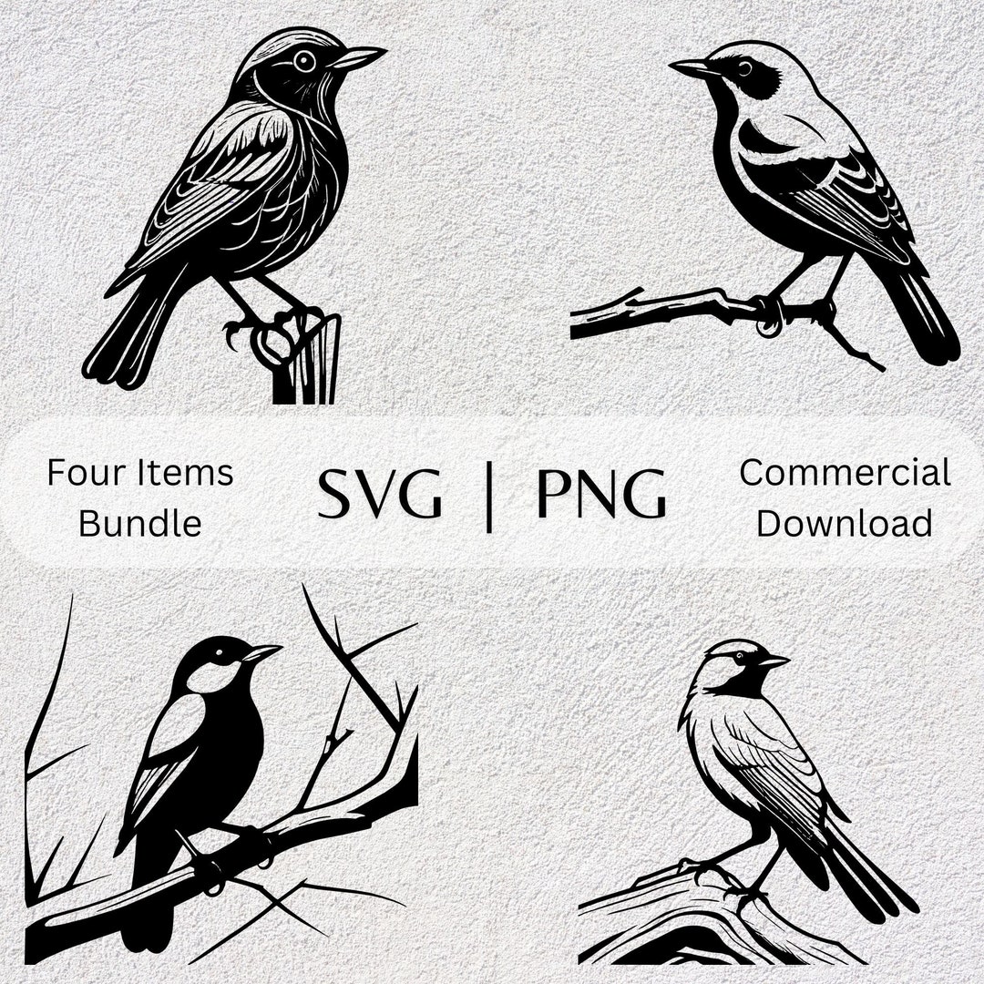 Song Bird SVG PNG Collection Nature Hand Drawn Clipart Singing Themed ...