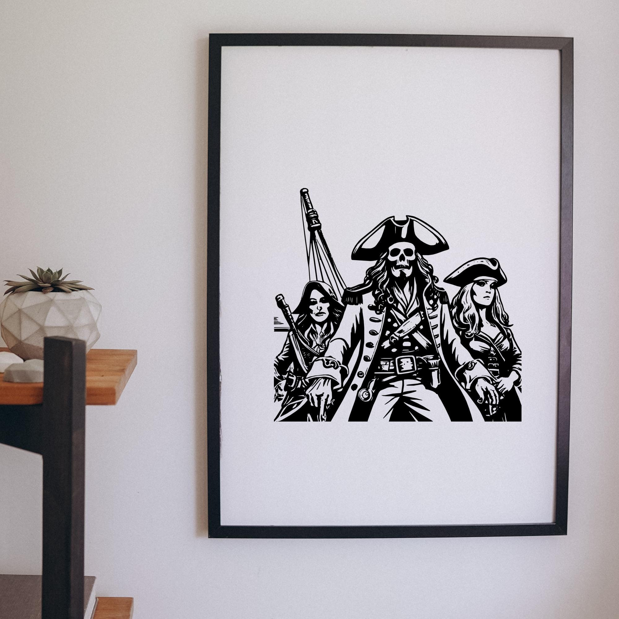 Skeleton Pirate Crew SVG PNG Collection Sea Life Hand Drawn Clipart ...