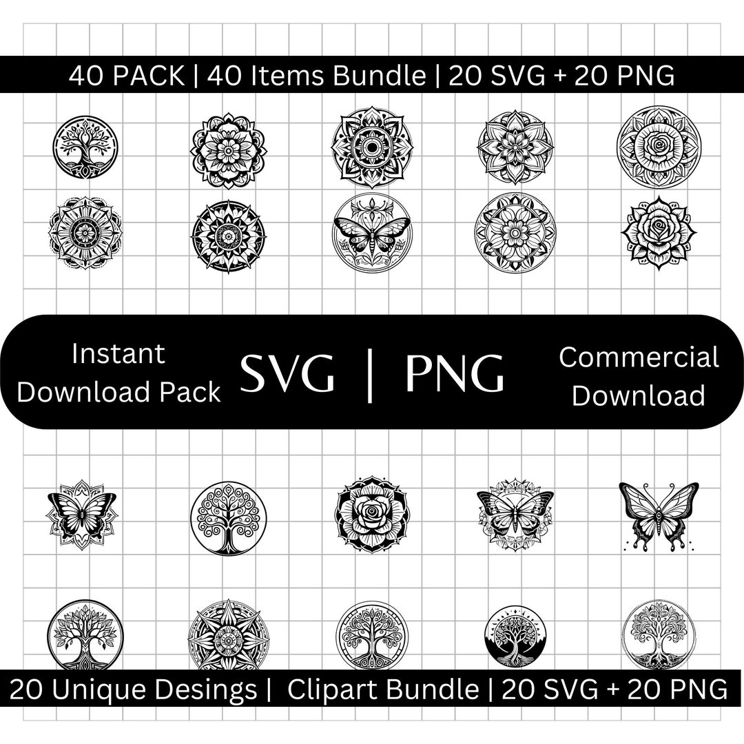 Nature Elements SVG PNG Collection Wildlife Hand Drawn Clipart Symbols ...