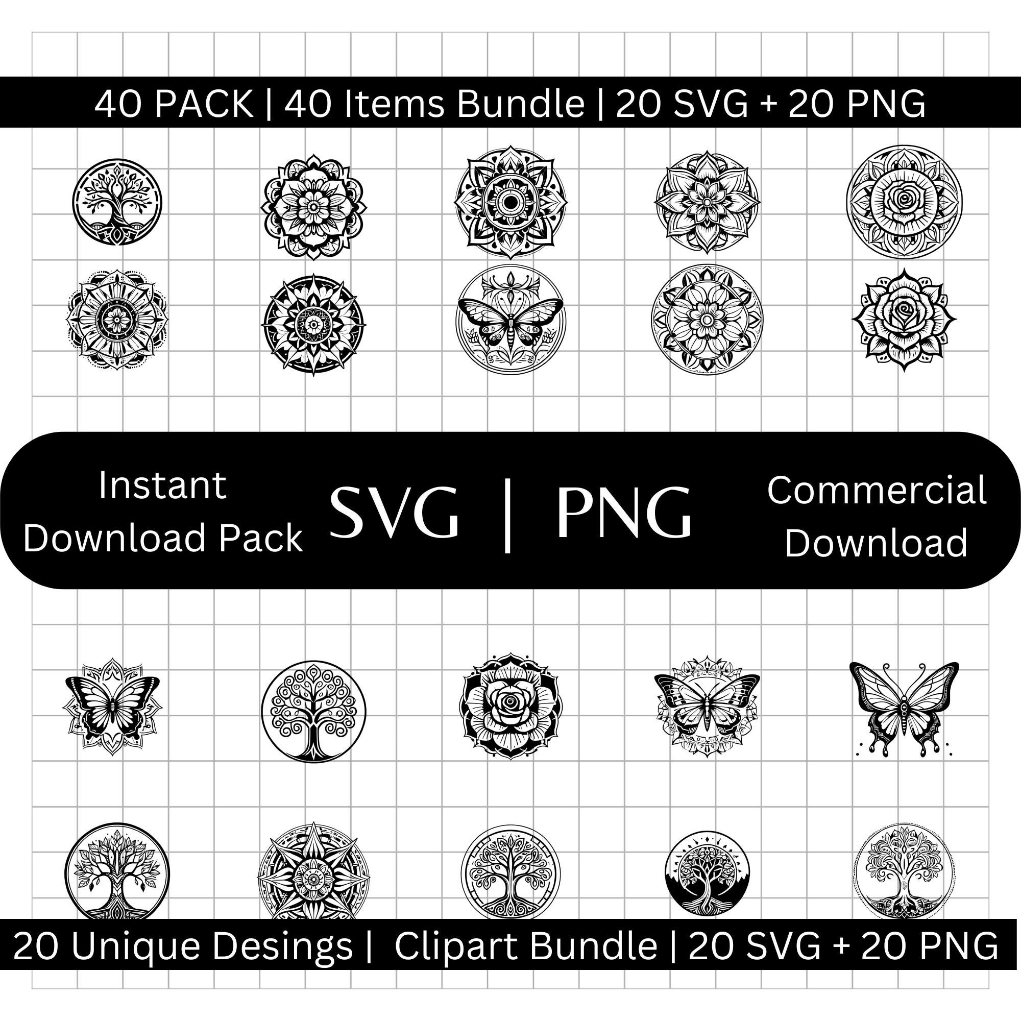 Nature Elements SVG PNG Collection Wildlife Hand Drawn Clipart Symbols ...
