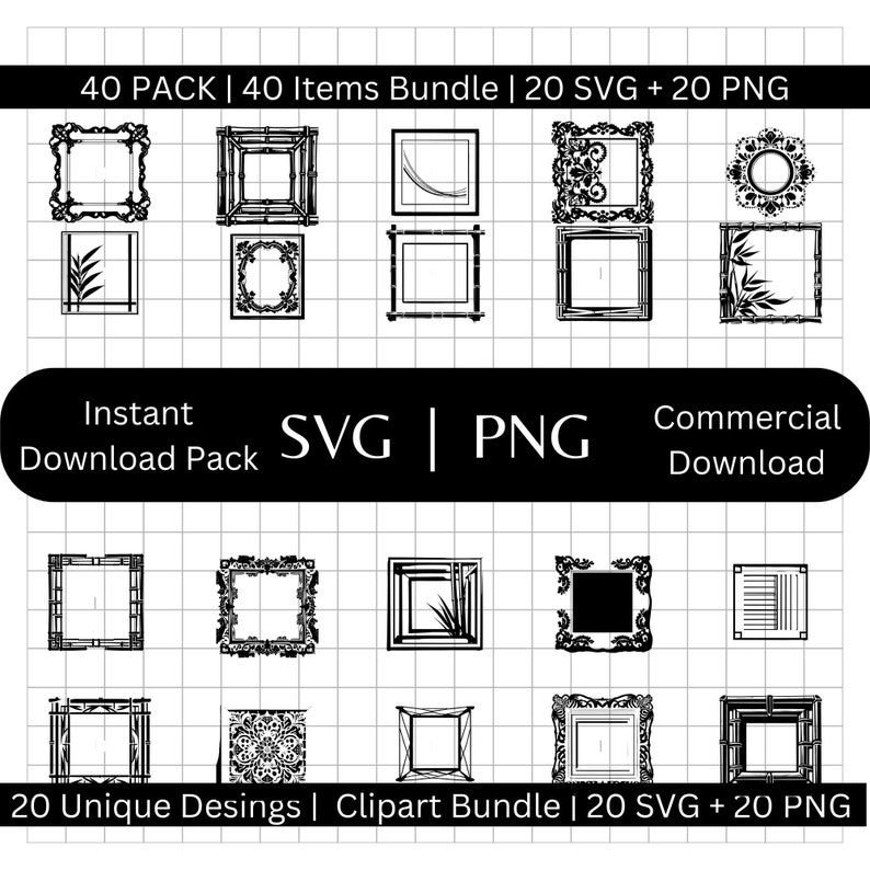 Picture Frames Bundle SVG PNG Collection None Hand Drawn Clipart Vector ...
