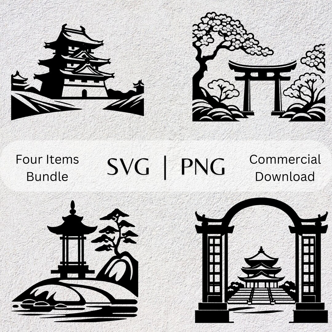 Japanese Temple SVG PNG Collection Spiritual Hand Drawn Clipart Vector ...