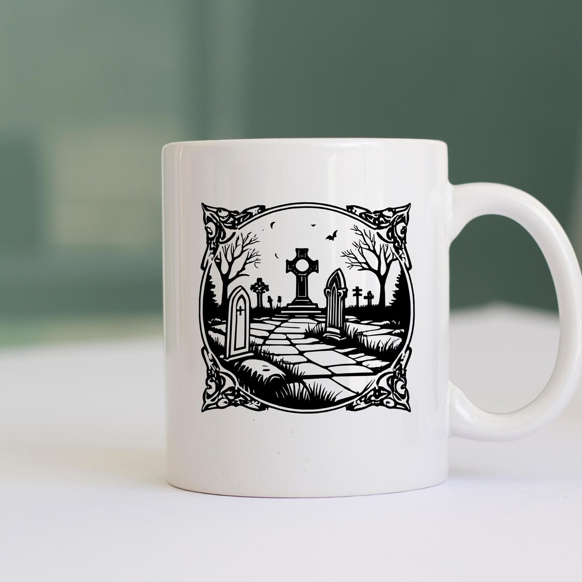 Graveyard SVG PNG Collection Gothic Hand Drawn Clipart Cemetery Themed ...