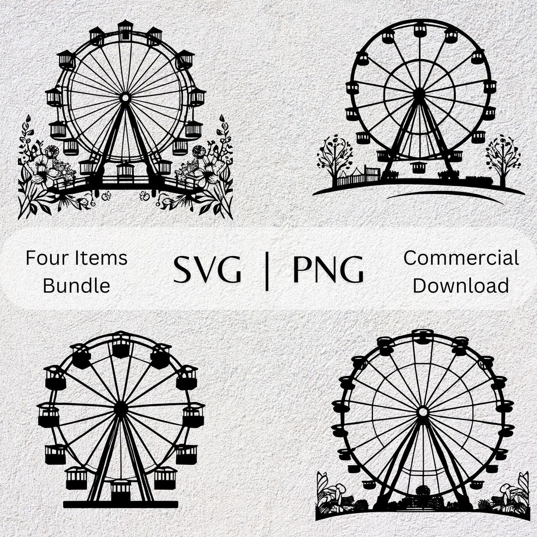 Ferris Wheel SVG PNG Collection Festival Hand Drawn Clipart Joy Themed ...