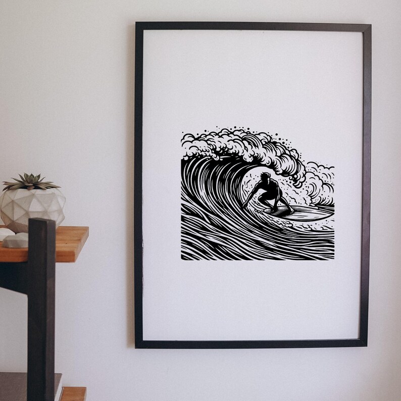 Wave Surfer SVG PNG Collection Beach Hand Drawn Clipart Sports Themed ...