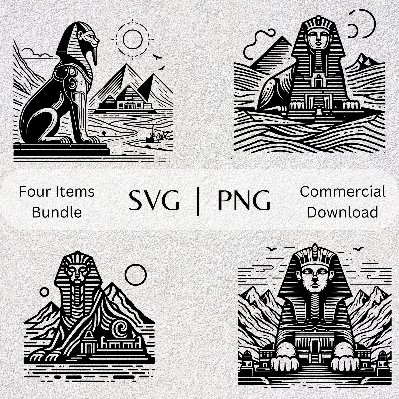 Sphinx Statue SVG Collection, PNG, Egypt Clipart, Hand Drawn Mystory ...