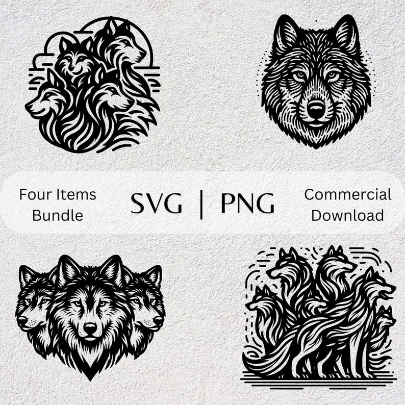 Wolf Pack SVG PNG Collection Wildlife Hand Drawn Clipart Nature Themed ...