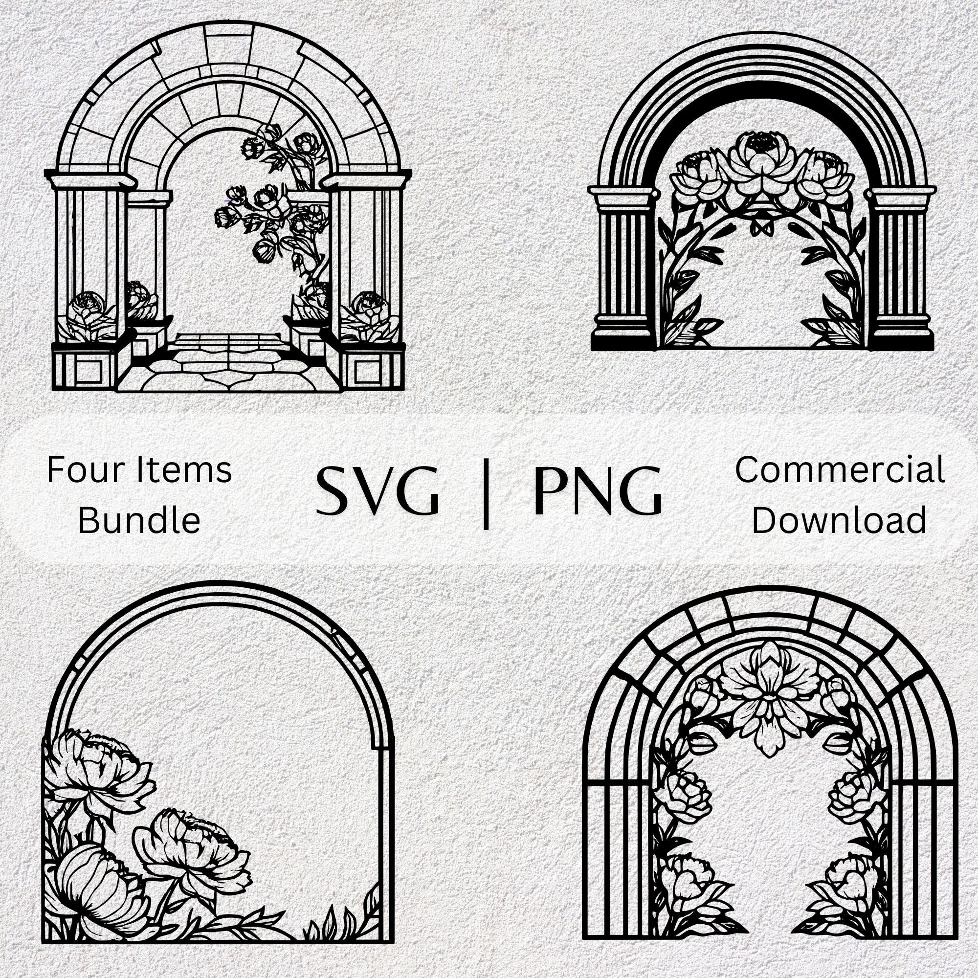 Flower Arch SVG PNG Collection Wedding Hand Drawn Clipart Nature Themed ...