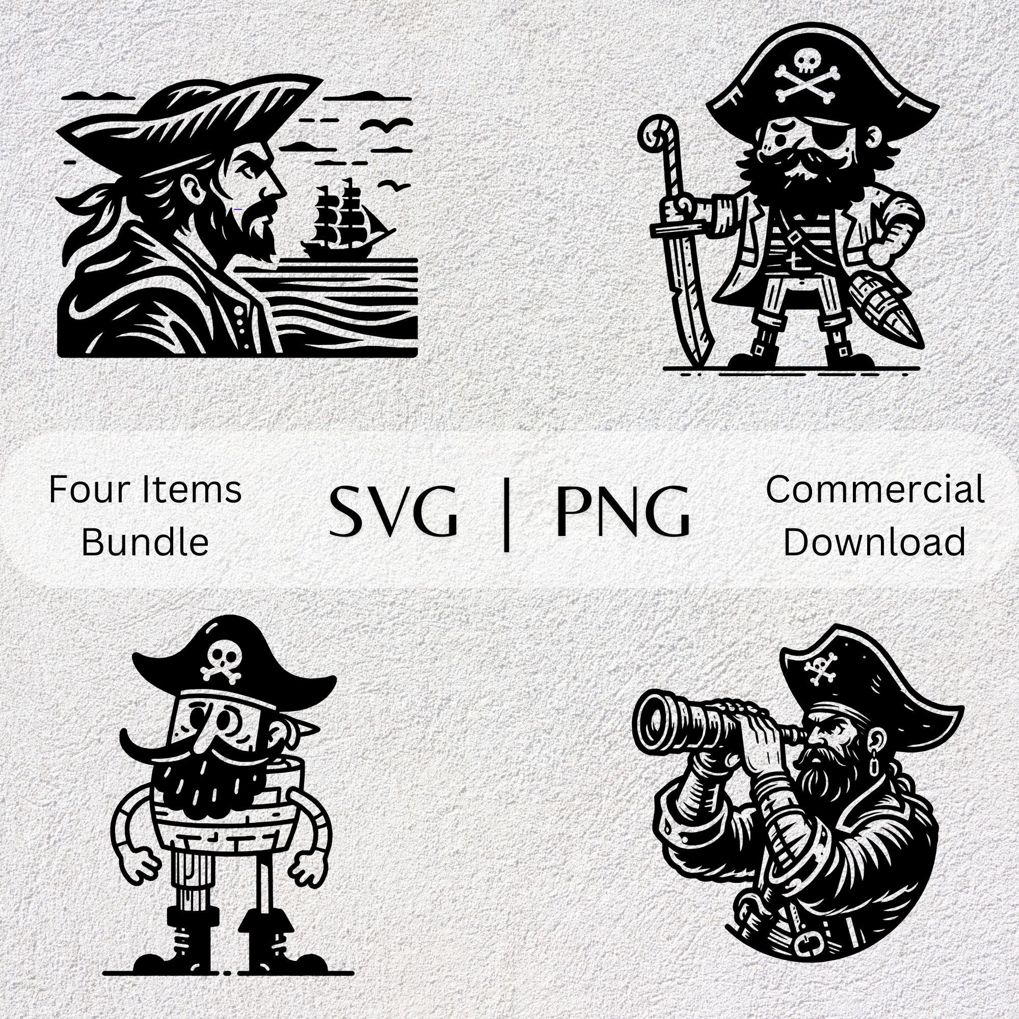 Cartoon Pirate SVG PNG Collection Playful Hand Drawn Clipart Ocean ...