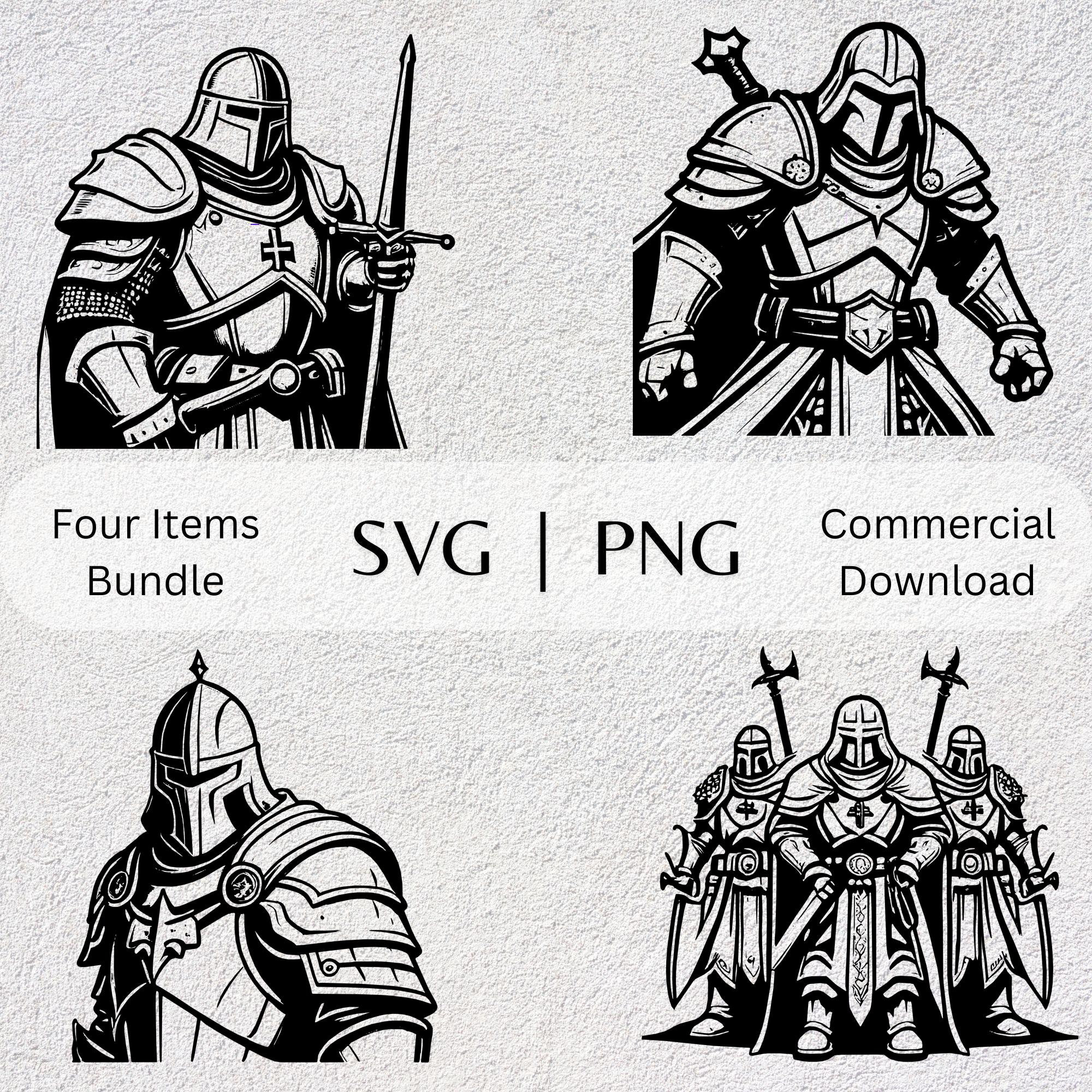 Knight Armor SVG PNG Collection War Hand Drawn Clipart Vintage Themed ...