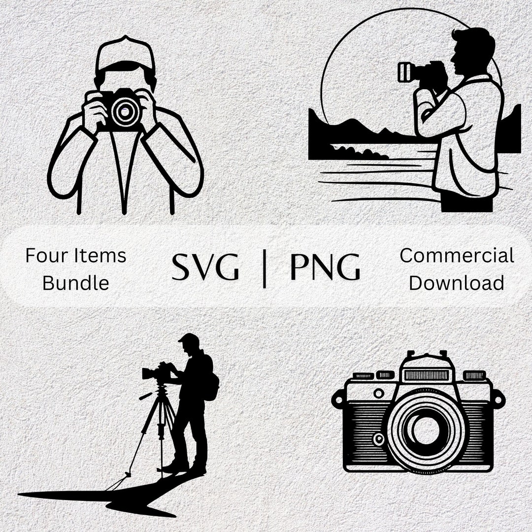 Photography SVG PNG Collection Camera Hand Drawn Clipart Scenery Themed ...