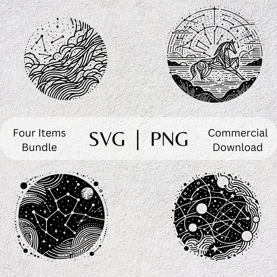 Stars Constellation SVG PNG Collection Space Hand Drawn Clipart Sky ...