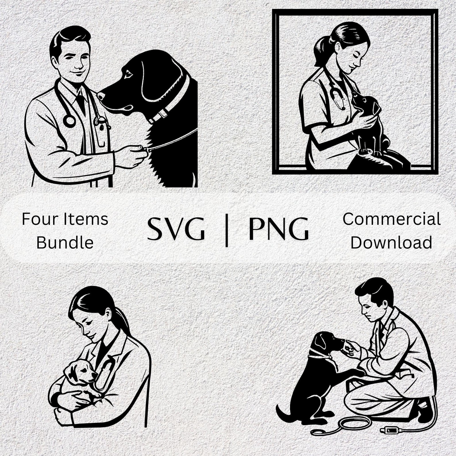 Dog Doctor SVG PNG Collection Veterinary Hand Drawn Clipart Vector ...